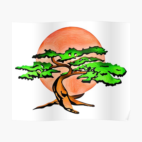 "Miyagi Bonsai Tree Drawing" Poster for Sale by SavageRootsMMA | Redbubble