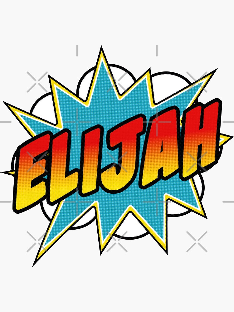Pegatina «Niños Elijah Name Comic Book Superhero» de Rixta82 | Redbubble