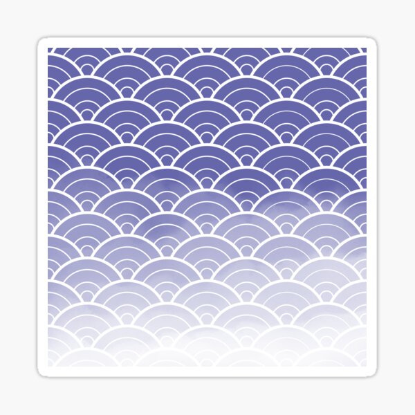 "Very Peri Ombre Japanese Waves Pattern (Pantone Very Peri)" Sticker ...