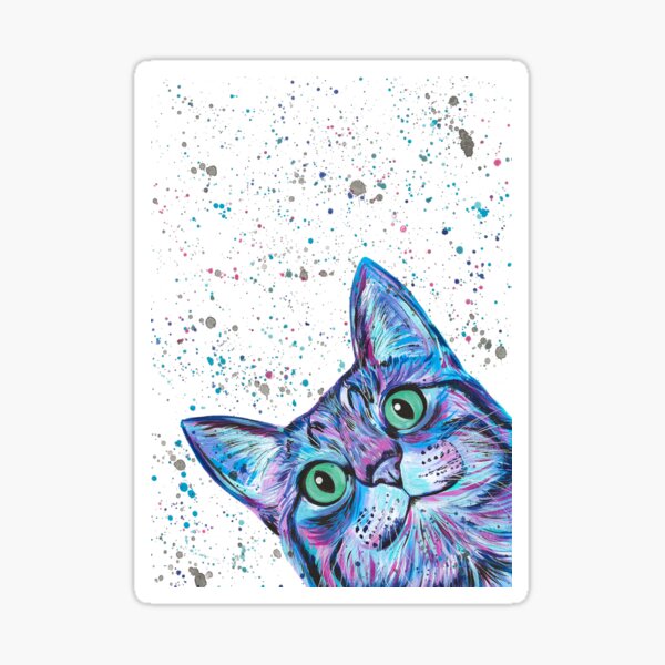 " Curious Cat" Sticker by EmmaLC-Art | Redbubble