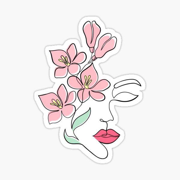"Minimalist women face with flower" Sticker for Sale by AHthatIsNice ...