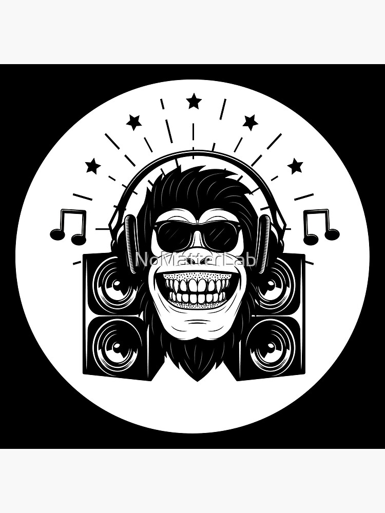 "Cool Party Gorilla Smiley Face in Shades, Headphones with Speakers ...