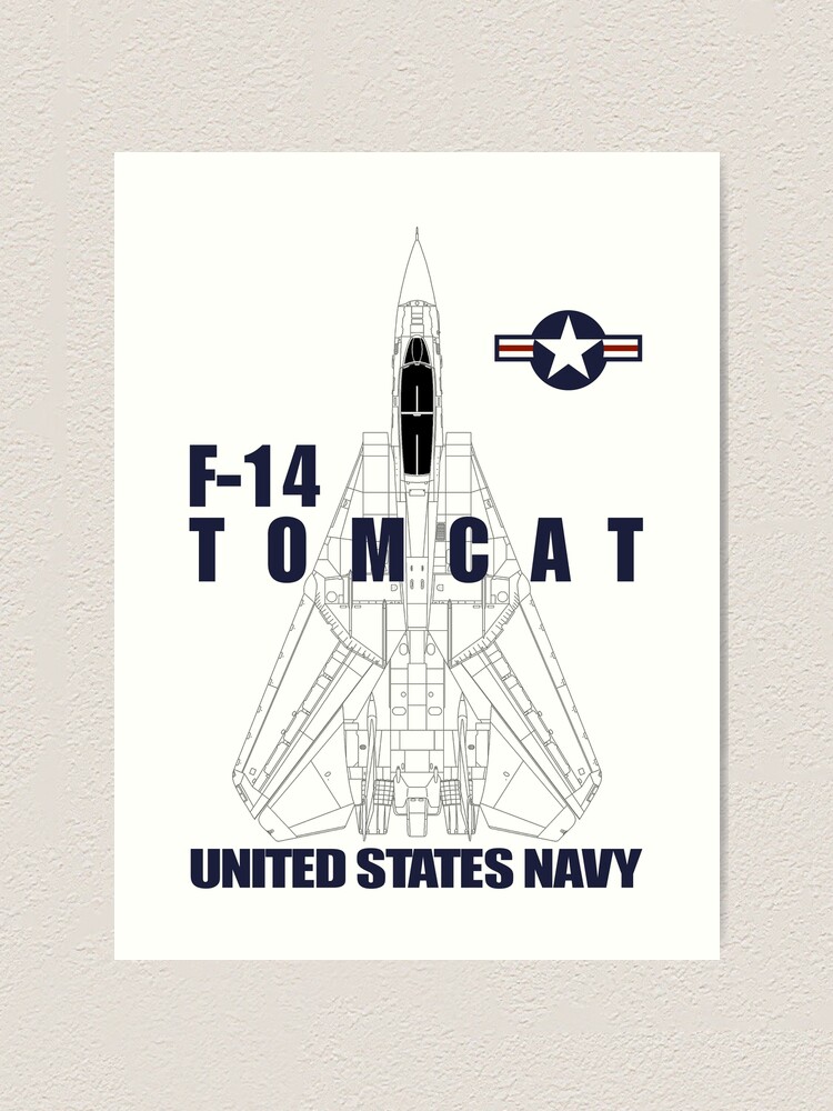 "Grumman F-14 Tomcat United States Navy Top View" Art Print for Sale by ...