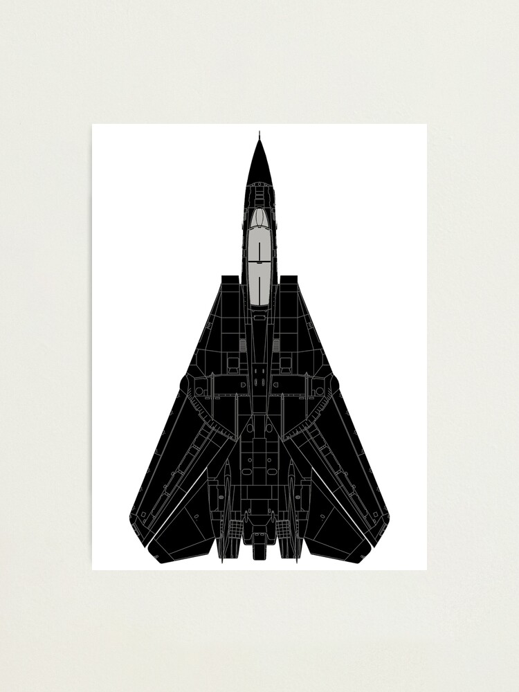 "Grumman F-14 Tomcat Black Silhouette Top View" Photographic Print for ...