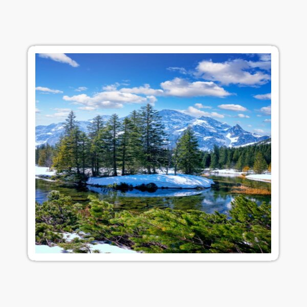 "Snowy mountain view" Sticker for Sale by nitty73 | Redbubble