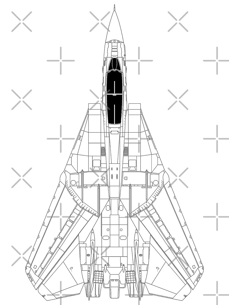 "Grumman F-14 Tomcat Line Black Top View" Art Print by magazinecombate ...