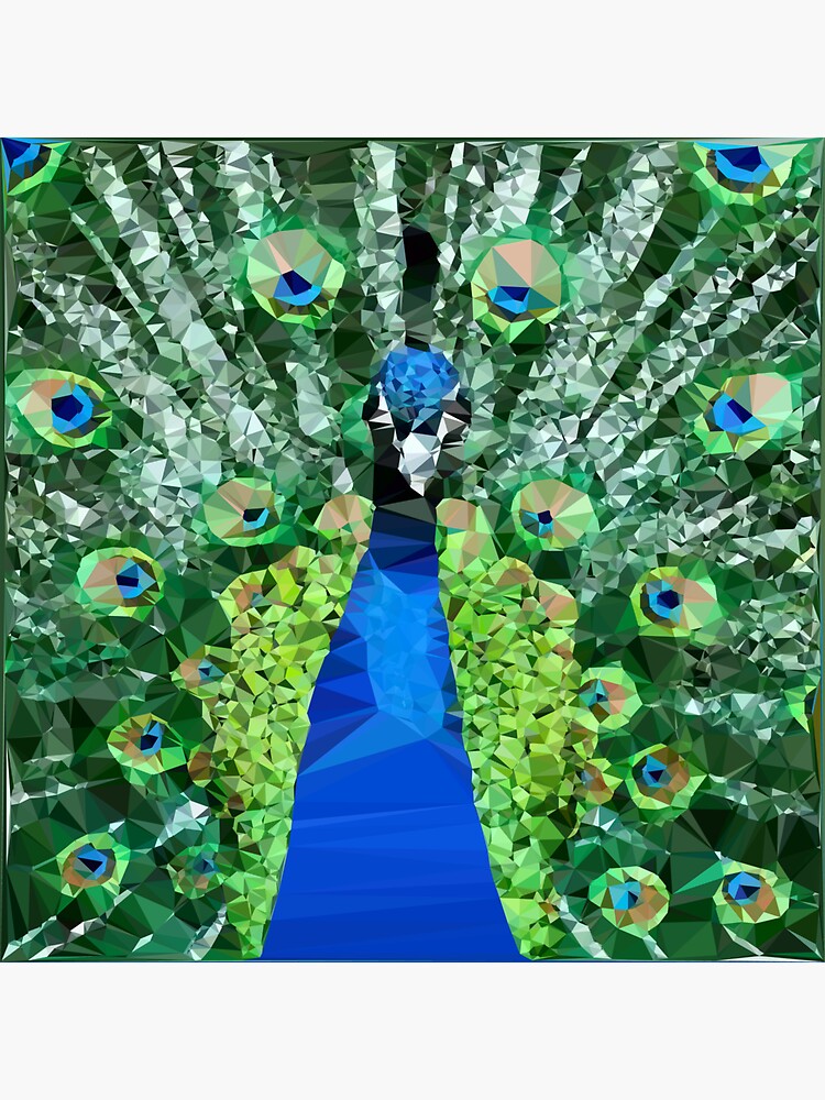 Peacock Low Poly Geometric Vector Art Sticker By Bragova Redbubble