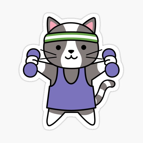 "Cardio Cat" Sticker by FMA30 | Redbubble