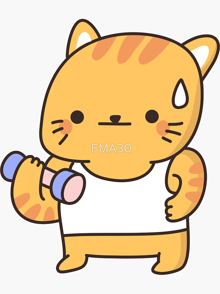 "Cardio Cat" Sticker for Sale by FMA30 | Redbubble