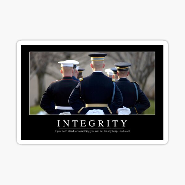 "Integrity: Inspirational Quote and Motivational Poster" Sticker for ...