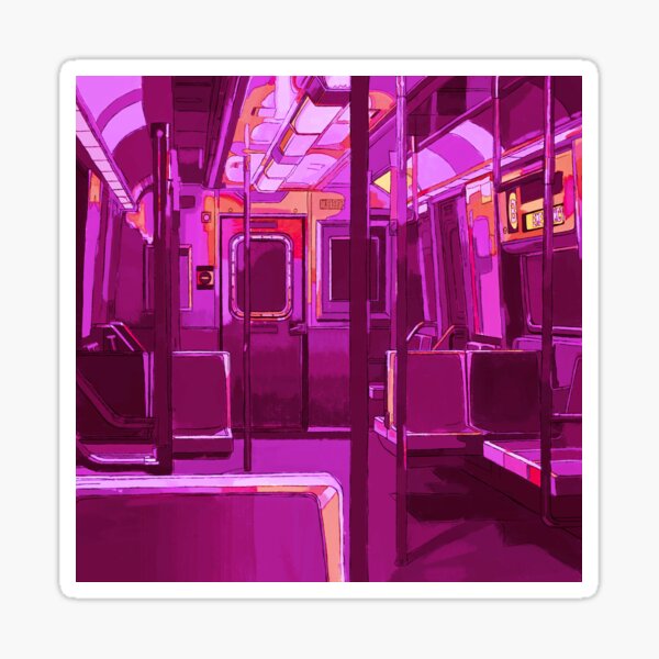 "Abandoned Subway Cart Neon " Sticker for Sale by KalenaDraws | Redbubble