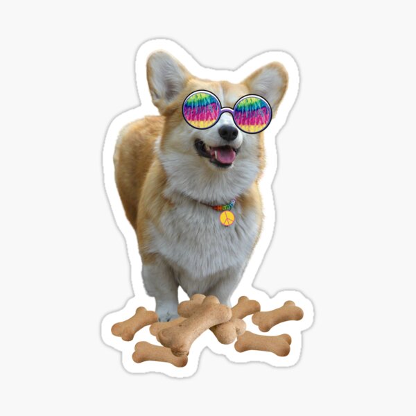 "Hippy Doggo" Sticker for Sale by HHedgehogDesign | Redbubble