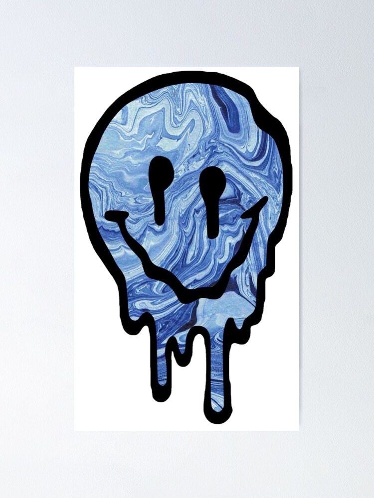 "Blue Marble Drippy Smiley Face" Poster by lolsammy910 | Redbubble