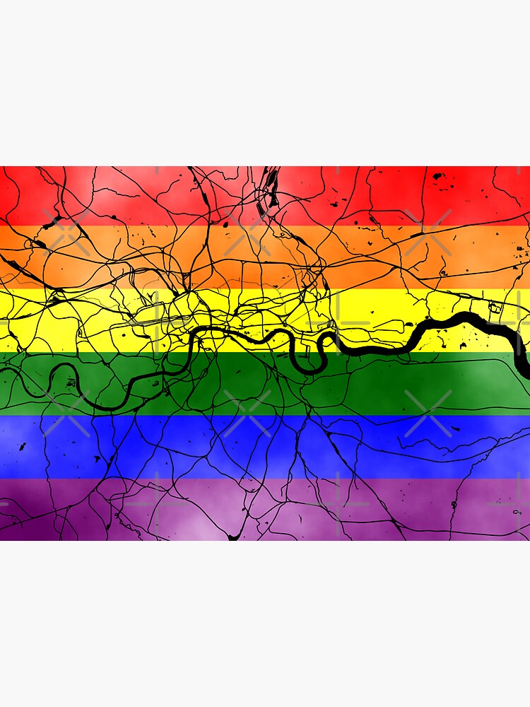"London Rail River LGBT+ Rainbow Pride Flag Map" Sticker for Sale by ...