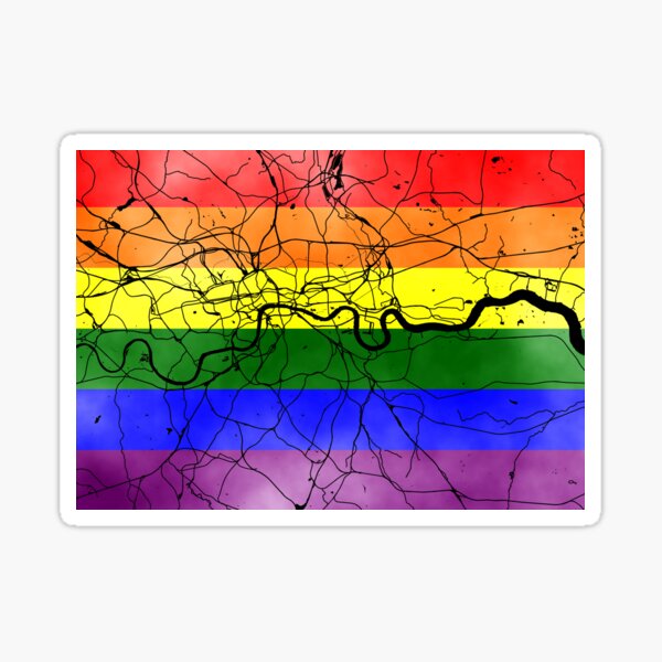 "London Rail River LGBT+ Rainbow Pride Flag Map" Sticker for Sale by ...