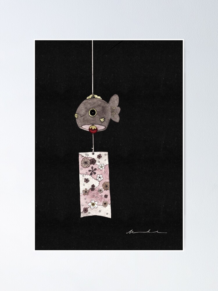 "Japanese Fish Wind Chimes, fūrin (風鈴)" Poster by mooonhannah | Redbubble