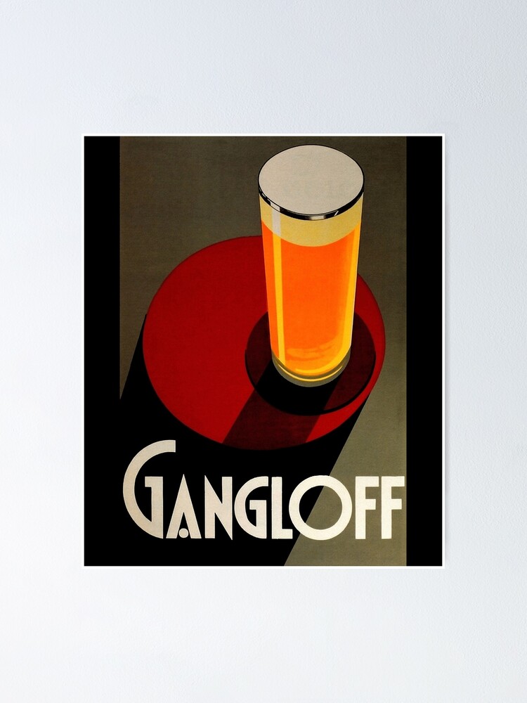 Póster «Vintage Red Gangloff Beer Big Glass Light Ale Lager Pilsen ...