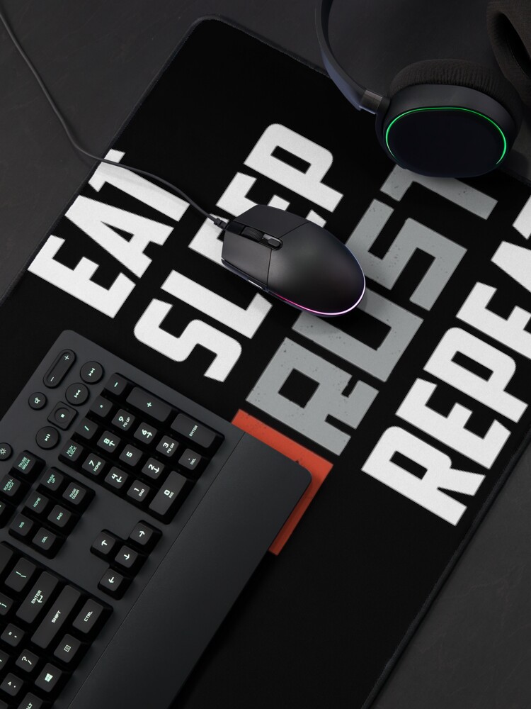 "Eat Sleep Rust Repeat White Text" Mouse Pad for Sale by LittlePeepo ...