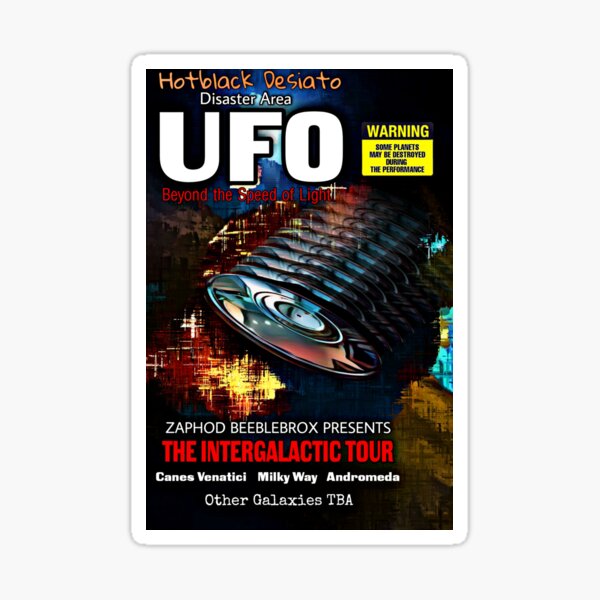 "SCIENCE FICTION POSTER: DISASTER AREA UFO TOUR" Sticker for Sale by ...