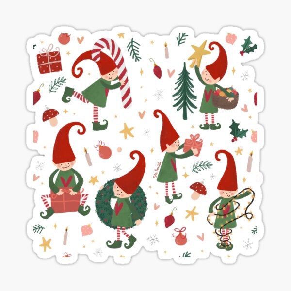 "Christmas elves" Sticker for Sale by lefacciotte | Redbubble