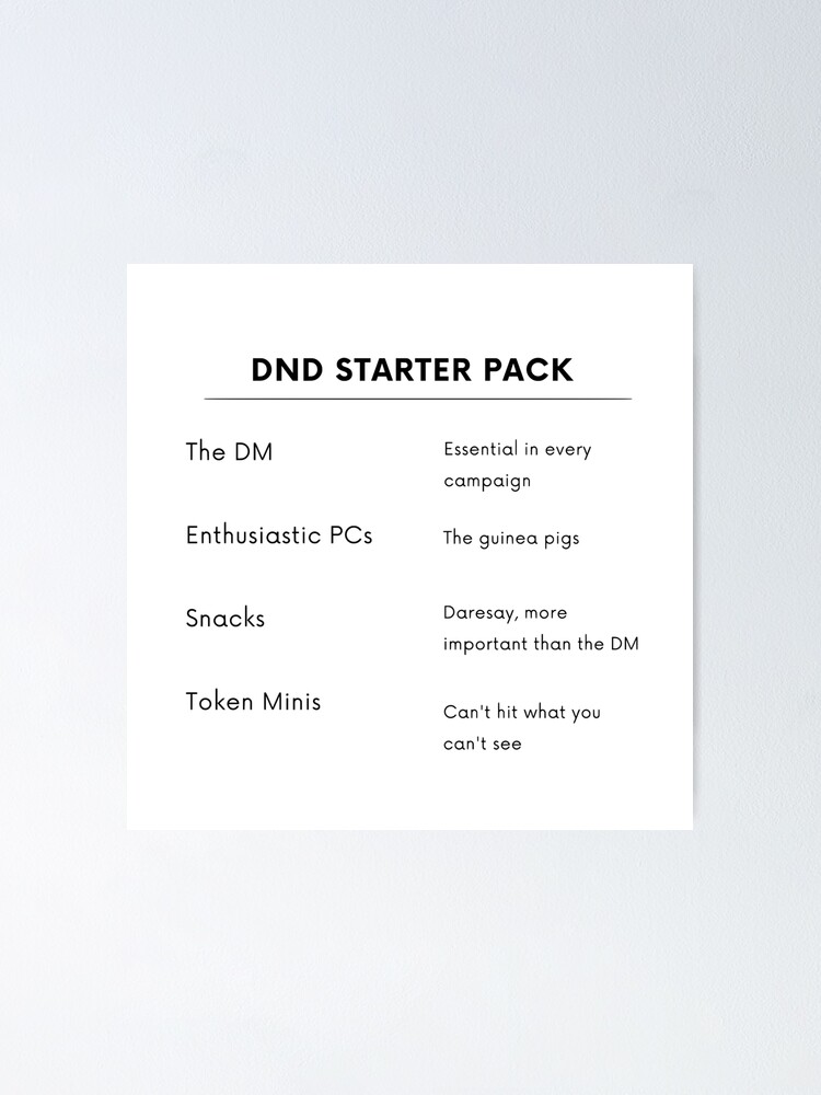 "The dnd Starter Pack" Poster by Caeper | Redbubble