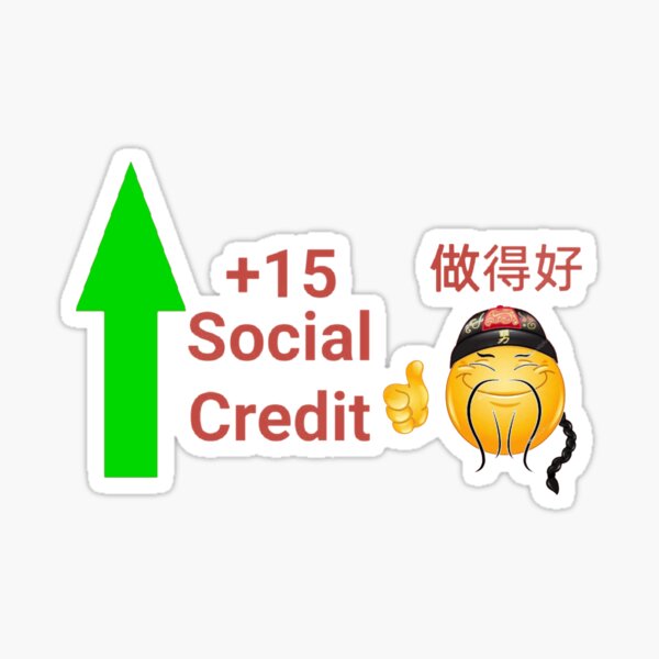 "+15 social credit" Sticker for Sale by tokedk | Redbubble