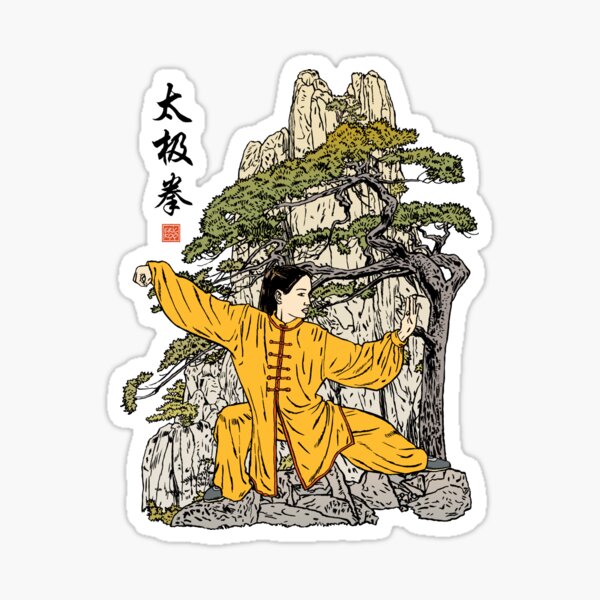 "Tai Chi Warrior in the Mountains (Gold)" Sticker for Sale by erickoo ...