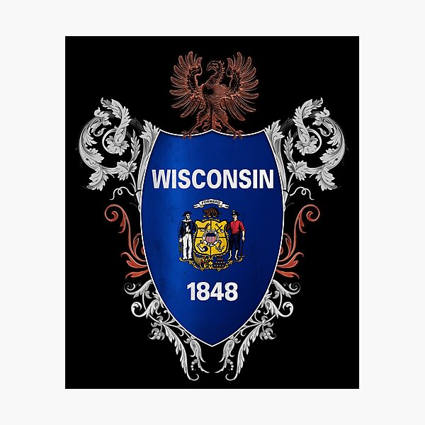 Impression photo « Drapeau du Wisconsin héraldique médiévale de style ...