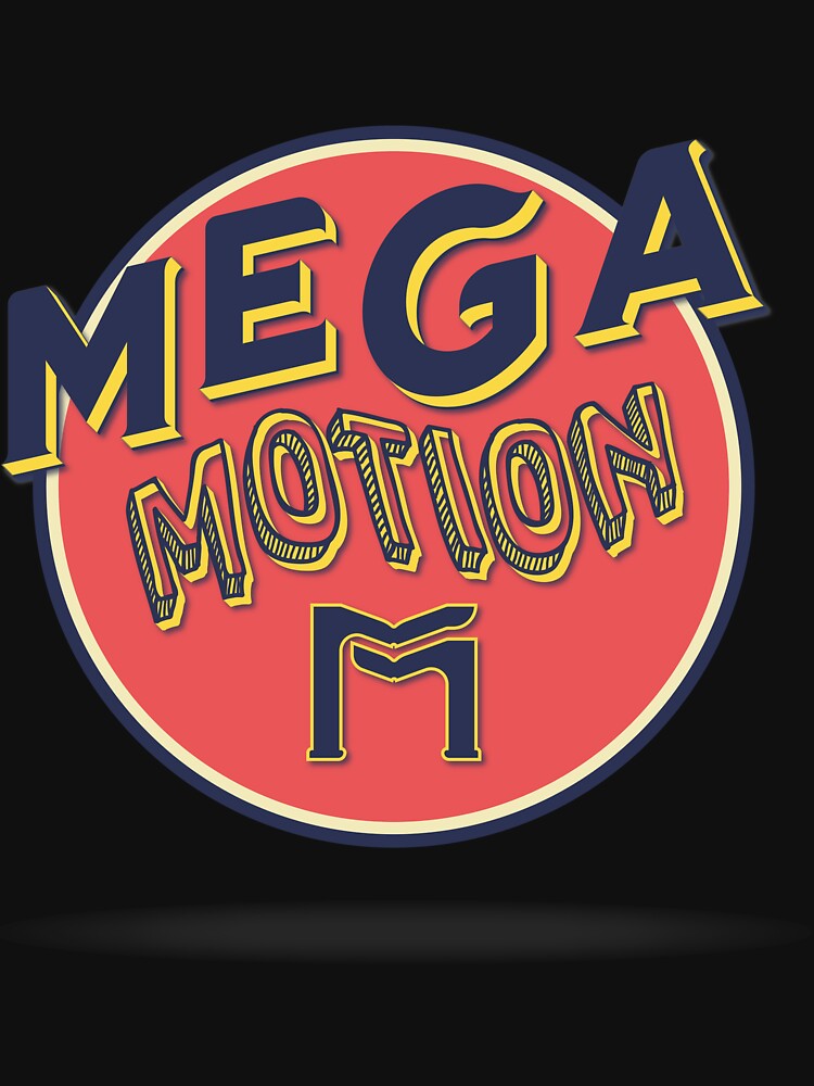 "mega motion logo sticker design" T-shirt by mo3in47 | Redbubble
