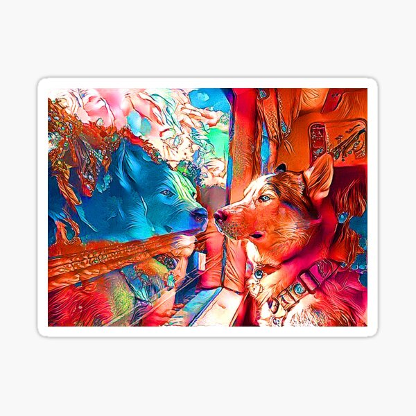 "dog art,cute dog art" Sticker by Artrendshop | Redbubble