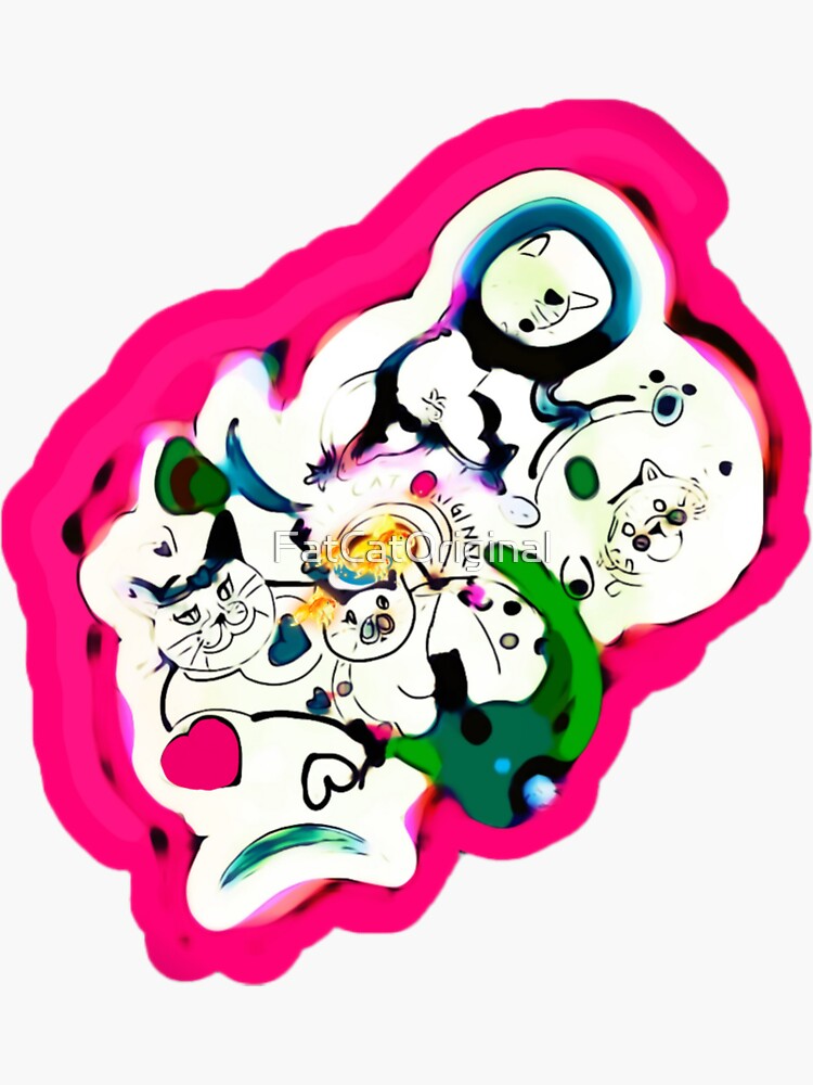 "Cat Family Affair in Fuschia Gloop" Sticker for Sale by FatCatOriginal ...