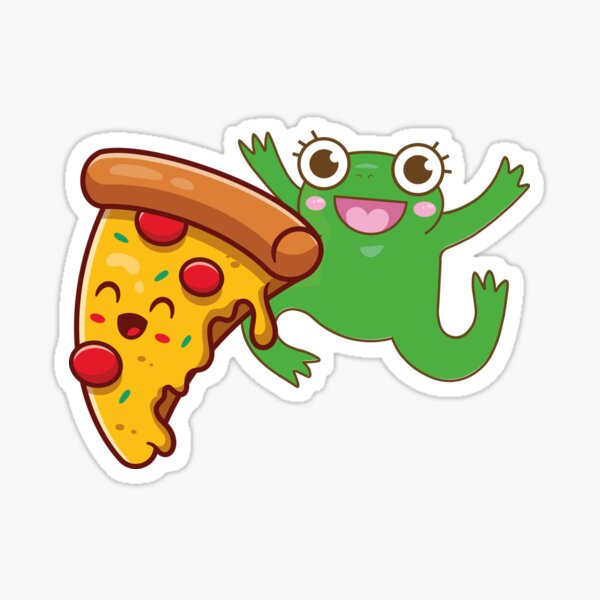 "Frog Eating Pizza" Sticker by Thenwegain | Redbubble