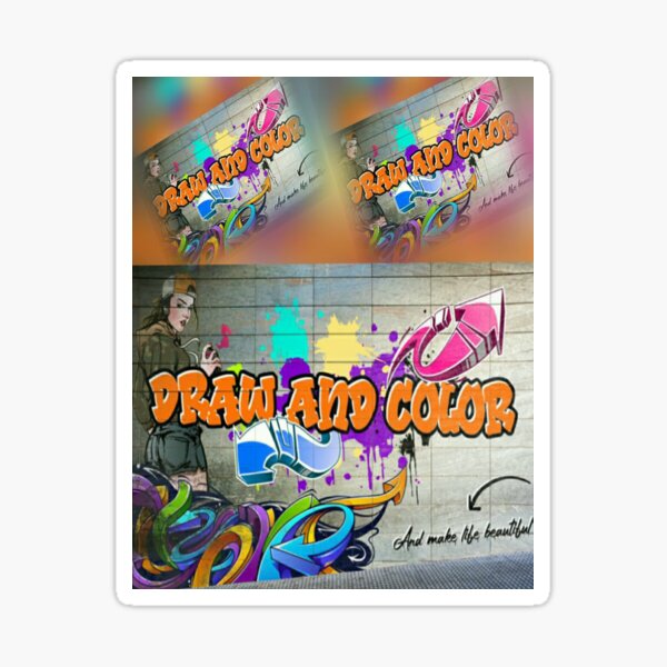 Pegatina «Dibuja y colorea y haz la vida hermosa» de AHMEDABUKHEDEIR ...