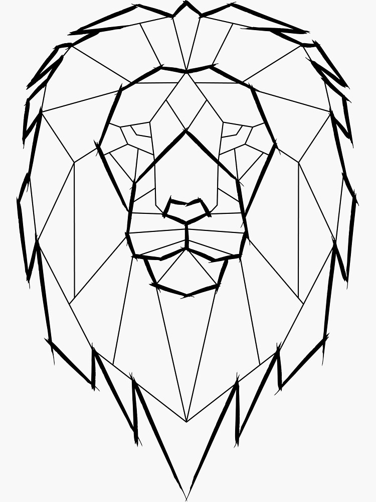 "Leo Lion Geometric Geometry Polygon Black Lineart Zodiac Sign" Sticker ...