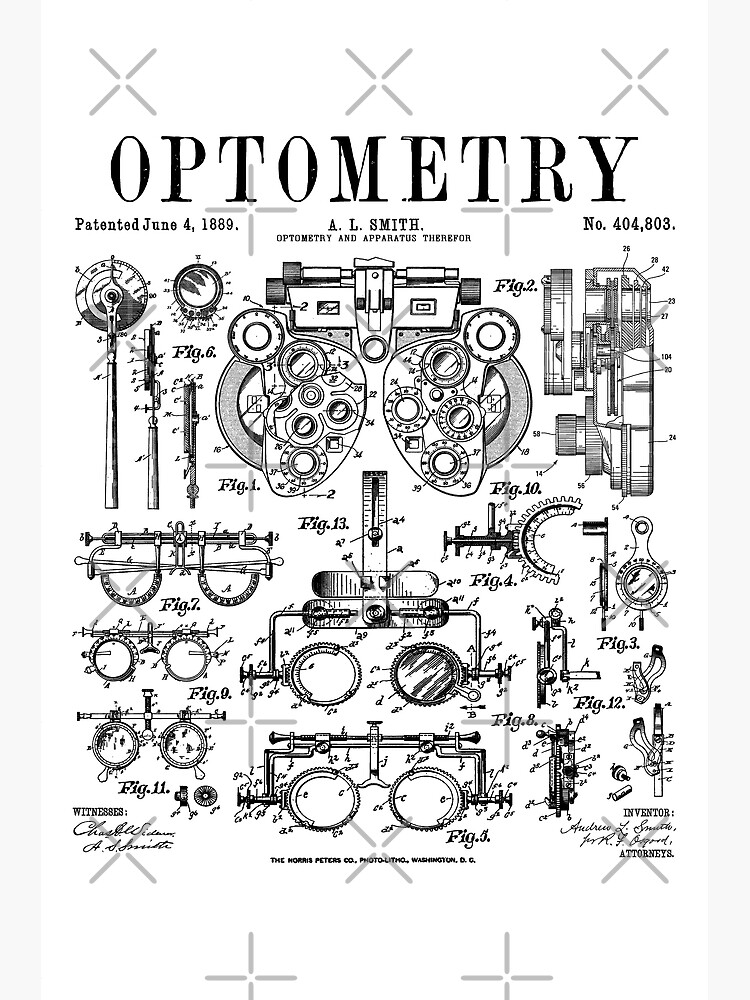 "Optometrist Optometry Eye Doctor Tools Vintage Patent Print" Art Print ...