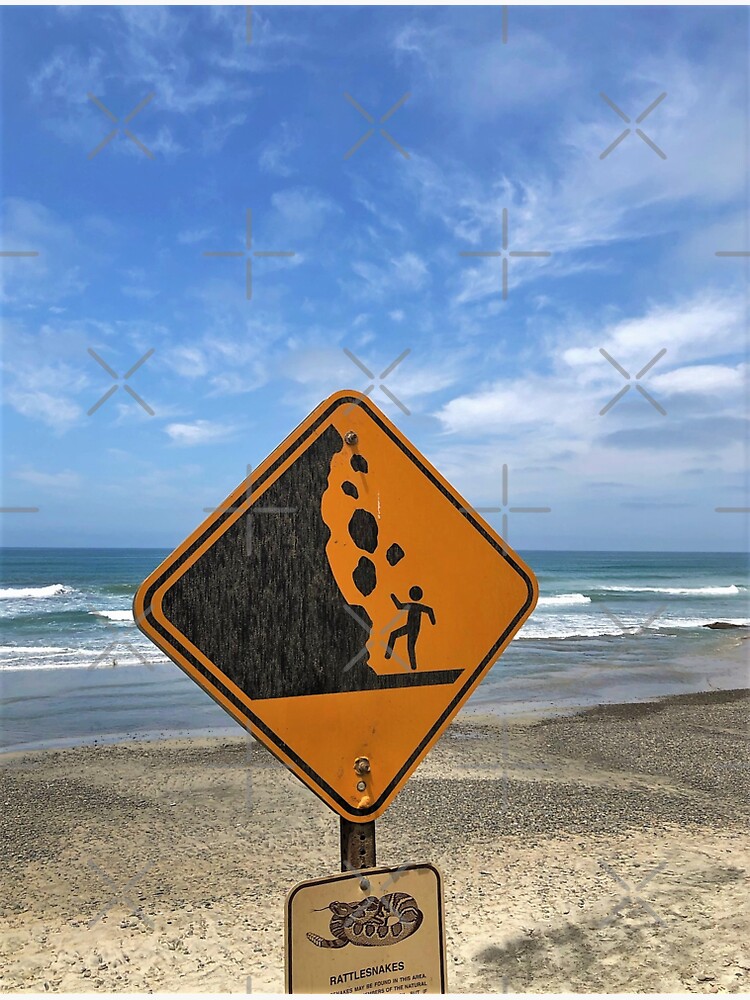 Pegatina «Señal de advertencia de caída de rocas - San Diego California ...