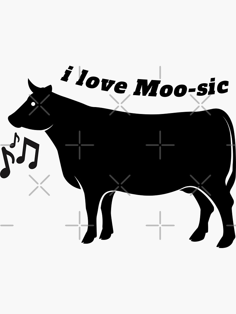 "i love moosic cows" Sticker for Sale by frijaaido | Redbubble