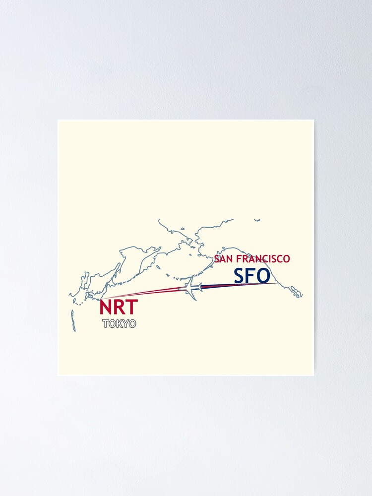 "SFO-NRT Map" Poster for Sale by TransportTees | Redbubble