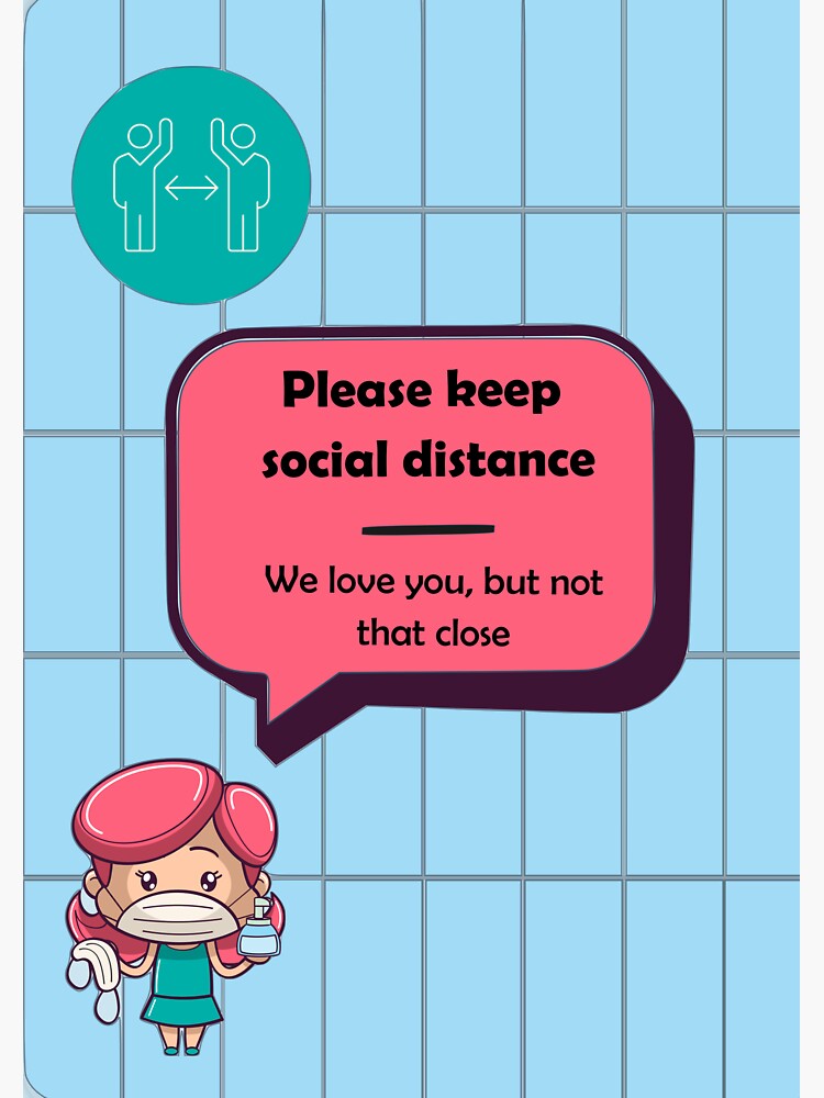 "Please keep social distance" Sticker by bad-shirt-day | Redbubble