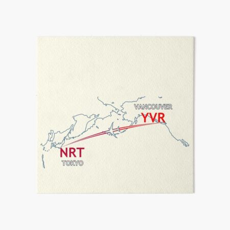 "YVR-NRT Map" Art Board Print for Sale by TransportTees | Redbubble