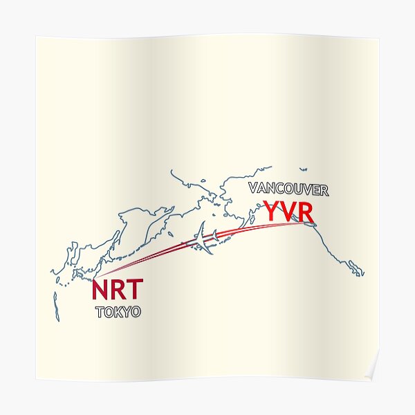 "YVR-NRT Map" Poster for Sale by TransportTees | Redbubble