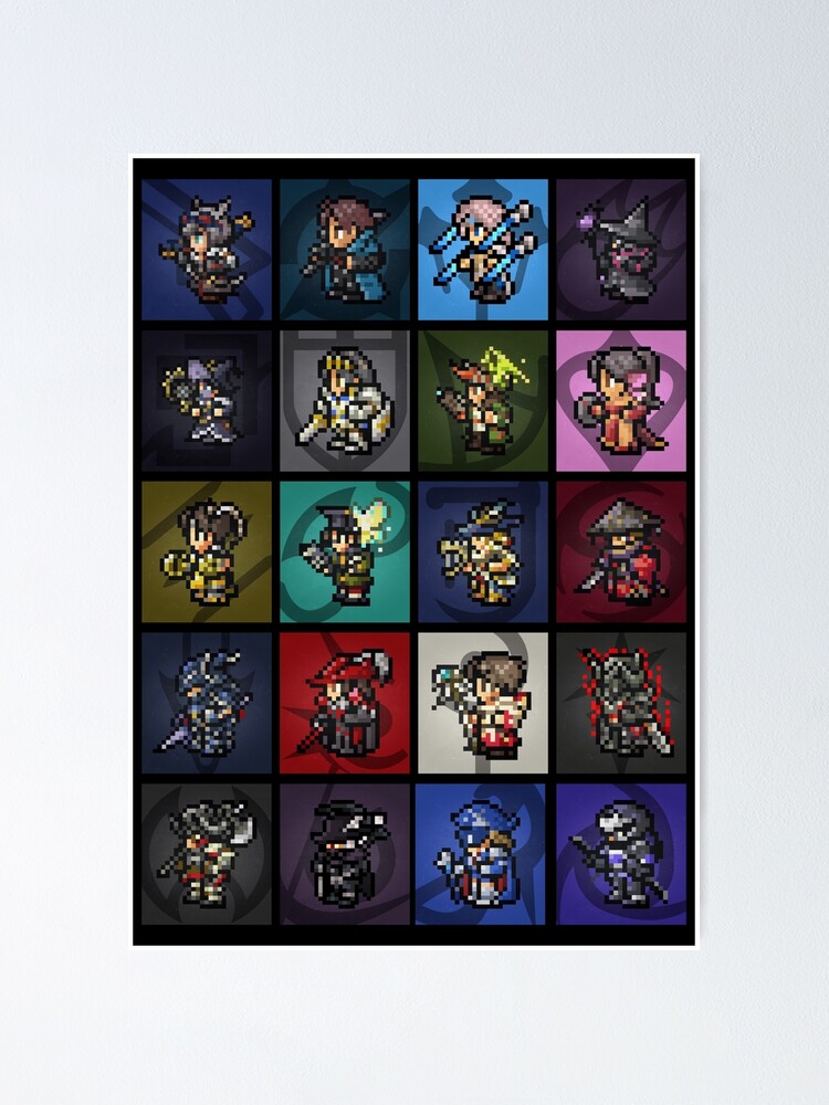 "Final Fantasy XIV 14 - All Jobs PIXEL SPRITE" Poster for Sale by ...