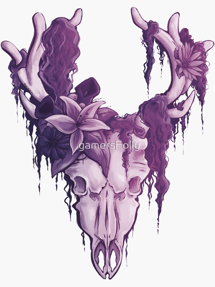 "Mossy Skull" Sticker by gamersFolly | Redbubble