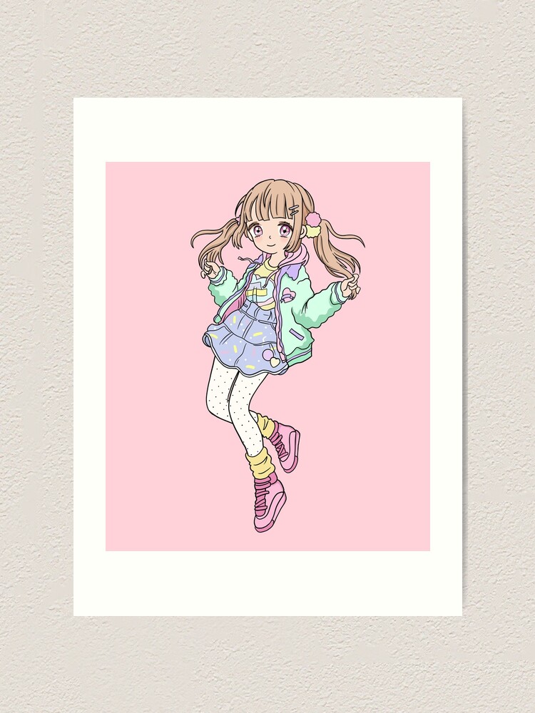 "Cute Kawaii Girl Pink Pastel Kidcore Aesthetic" Art Print for Sale by ...