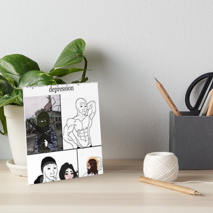 "Wojak Guys Have 4 Ways Out Of Depression Funny" Poster for Sale by ...