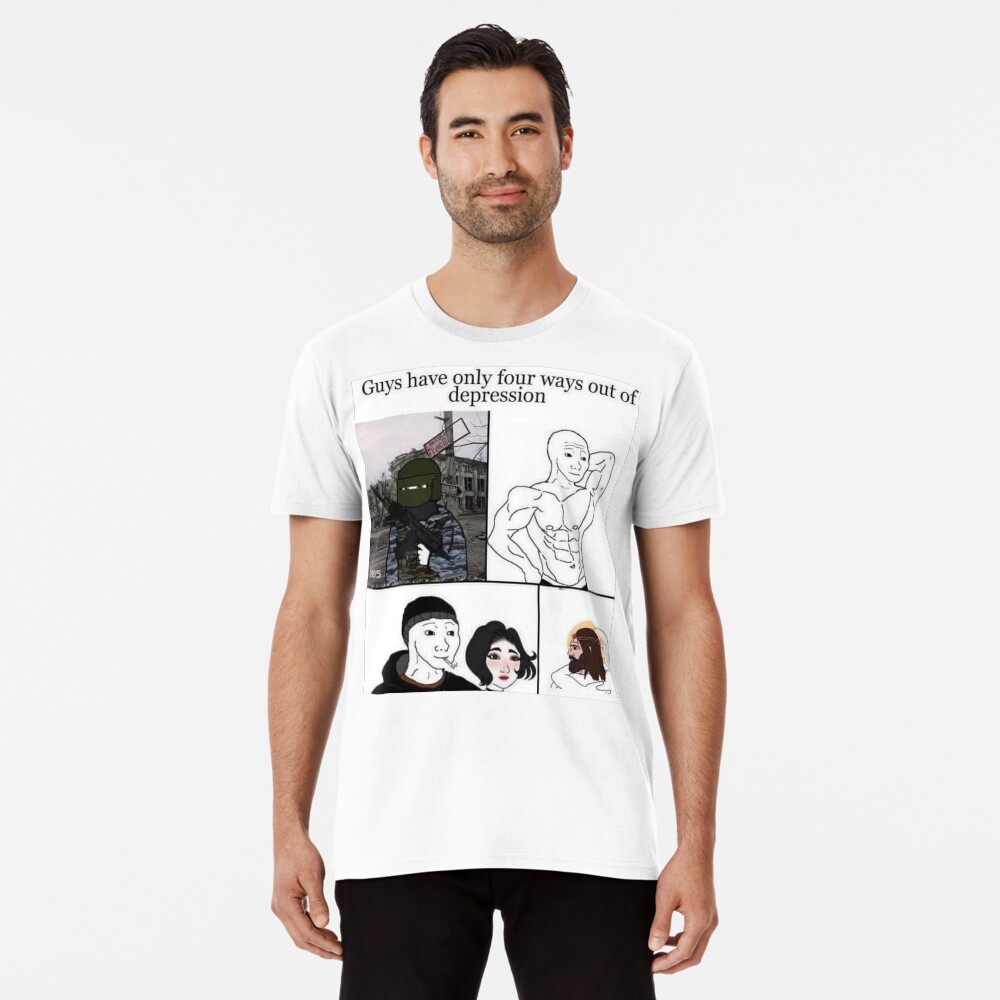 "Wojak Guys Have 4 Ways Out Of Depression Funny" Poster for Sale by ...