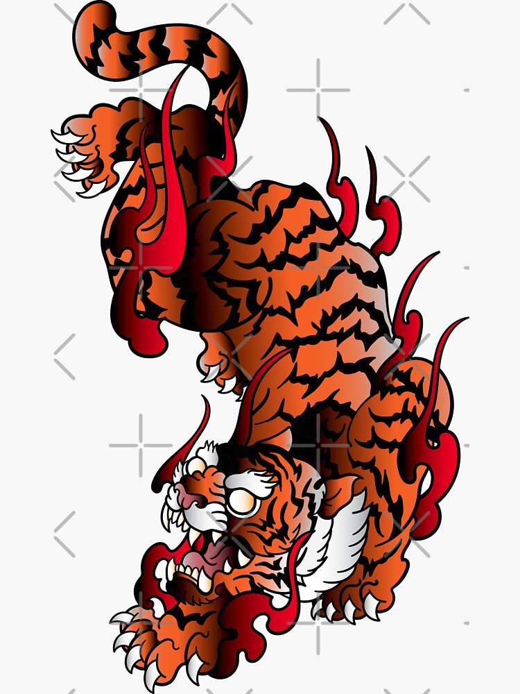 "japan tiger old school" Sticker for Sale by guillermofarze | Redbubble