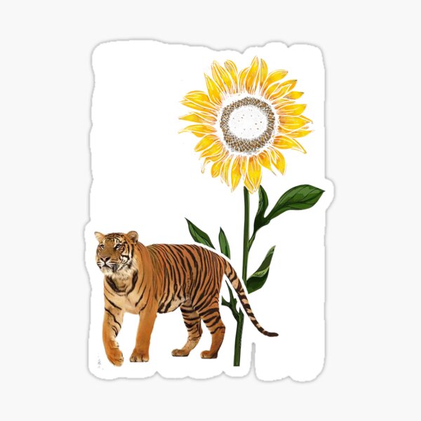 "Tiger Sunflower Black White American Flag " Sticker for Sale by ...