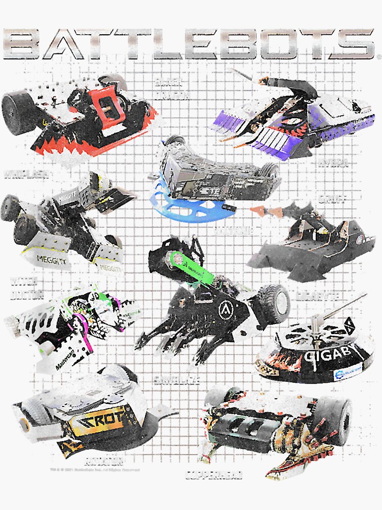 "Battle'Bots Group Robot Schematics" Sticker by DanielNaderer | Redbubble