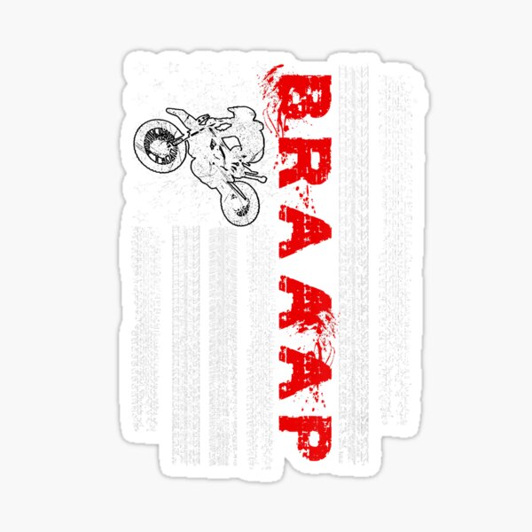 "Braaap Vintage USA American Flag Dirt Bike Rider Motocross" Sticker by ...